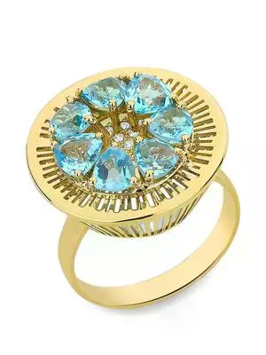 CAROL KAUFFMANN Explosion Blue Topaz And Diamond Ring - Gold
