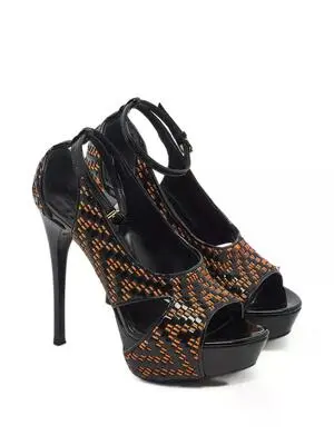 Burberry Woven Patent Leather Platform Pumps