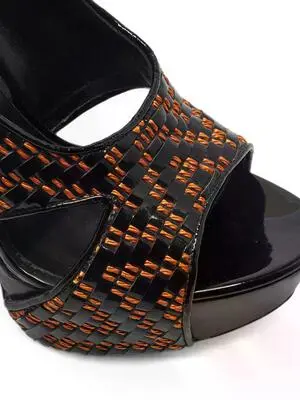 Burberry Woven Patent Leather Platform Pumps