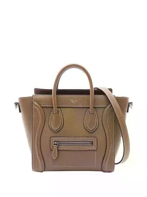Celine 2010-2026 Nano Leather Luggage Tote Satchel - Brown