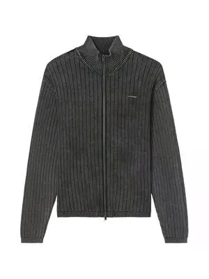 Izzue Ribbed-knit Zip-up Sweater - Grey