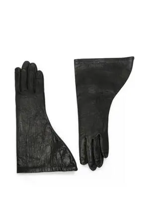 Rick Owens Asymmetric Leather Gloves - Black