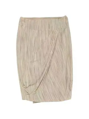 Giorgio Armani 1990s Draped Pinstripe Midi Skirt - Neutrals