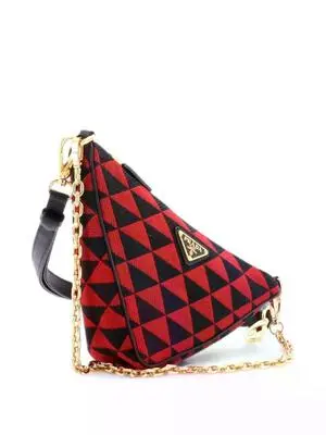 Prada Symbole Triangle Bag Leather And Jacquard Mini Shoulder Bag