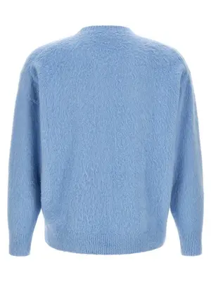 ROBERTO COLLINA Crew Neck Fluffy Knit Sweater - Light Blue