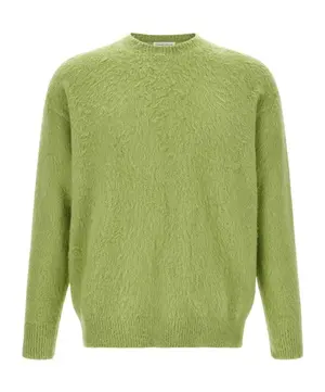 ROBERTO COLLINA Crew Neck Fluffy Knit Sweater - Green