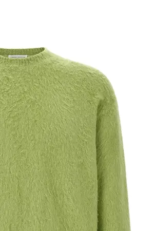 ROBERTO COLLINA Crew Neck Fluffy Knit Sweater - Green
