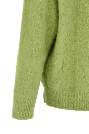 ROBERTO COLLINA Crew Neck Fluffy Knit Sweater - Green
