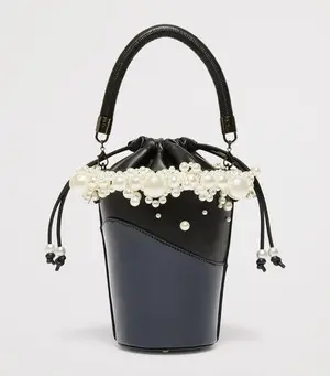 Marina Rinaldi Faux Pearl-trim Bucket Bag