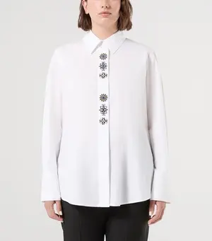 Marina Rinaldi Cotton Embellished-placket Shirt