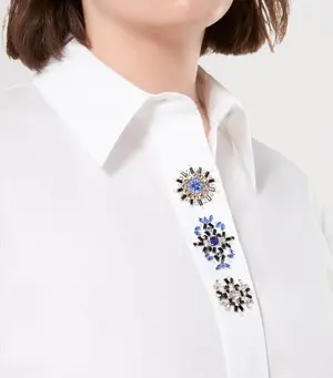 Marina Rinaldi Cotton Embellished-placket Shirt