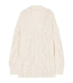 Marina Rinaldi Virgin Wool-blend Cardigan - Ivory