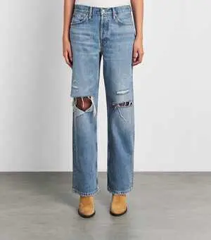 RE-DONE Distressed Mid-rise Straight Jeans