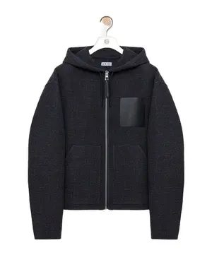 Loewe Hooded Jacket In Wool Blend - Deep Navy Blue