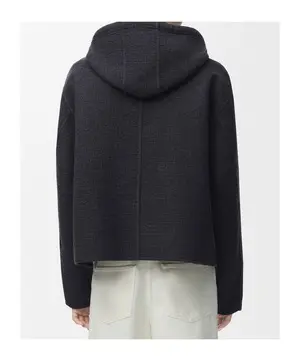 Loewe Hooded Jacket In Wool Blend - Deep Navy Blue