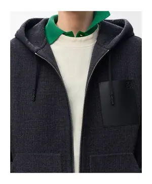Loewe Hooded Jacket In Wool Blend - Deep Navy Blue