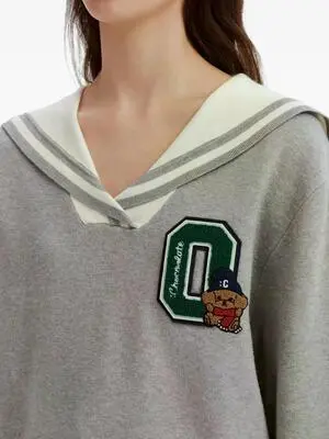 CHOCOOLATE Logo-patch Sailor-collar Sweater - Grey