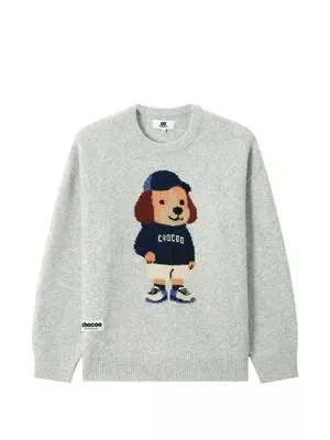 CHOCOOLATE Intarsia-knit Crew-neck Sweater - Grey