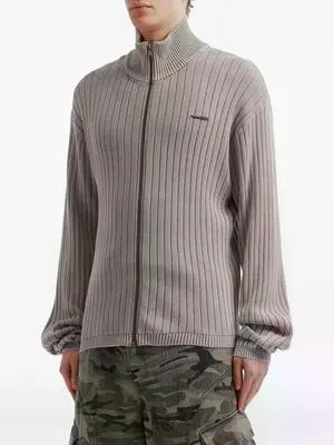 Izzue Ribbed-knit Zip-up Cardigan