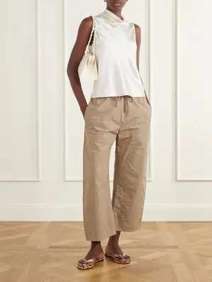 LESET Barb Draped Satin Blouse - Neutrals