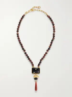 LIZZIE FORTUNATO Constellation Gold-plated -stone Beaded Necklace