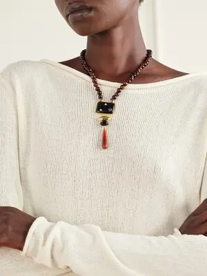 LIZZIE FORTUNATO Constellation Gold-plated -stone Beaded Necklace