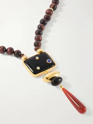 LIZZIE FORTUNATO Constellation Gold-plated -stone Beaded Necklace