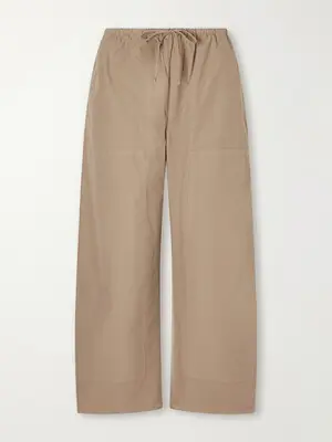 LESET Kyoto Drawstring Cotton-poplin Barrel-leg Pants
