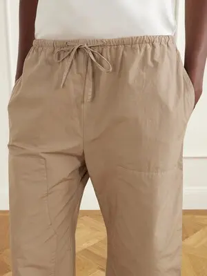 LESET Kyoto Drawstring Cotton-poplin Barrel-leg Pants