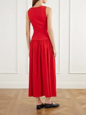 LA LIGNE Ruched Pleated Stretch-jersey Midi Dress
