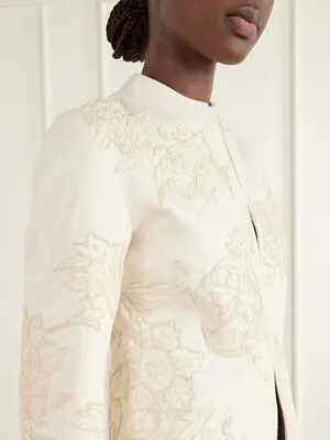 KARTIK RESEARCH Bead-embroidered Denim Jacket - Neutrals
