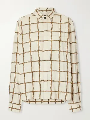 KARTIK RESEARCH Embroidered Woven Silk Shirt - Neutrals