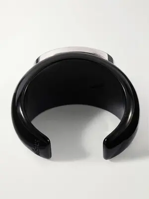 JULIETTA Lina Rhodium-plated Resin Carnelian Bangle - Black
