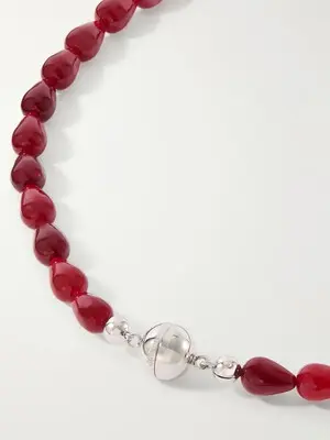 JULIETTA Clio Rhodium-plated Carnelian Beaded Necklace
