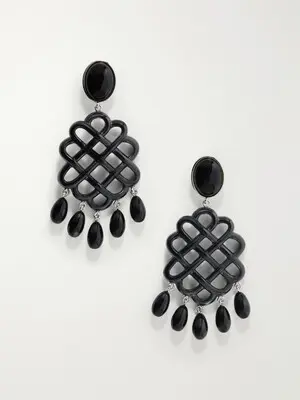 JULIETTA Melina Rhodium-plated And Resin Earrings - Black