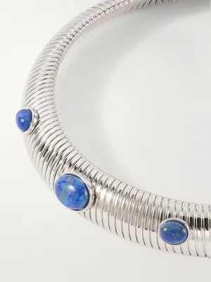 JULIETTA Astra Rhodium-plated Lapis Lazuli Necklace - Silver