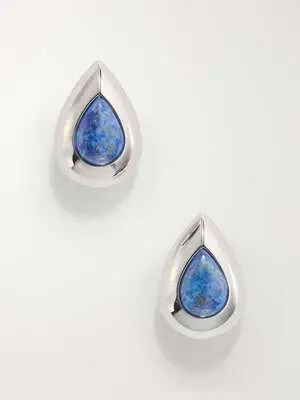 JULIETTA Vale Rhodium-plated Lapis Lazuli Earrings - Navy