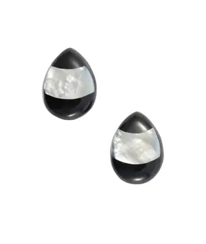JULIETTA Divina Rhodium-plated Resin And Mother-of-pearl Earrings - Black