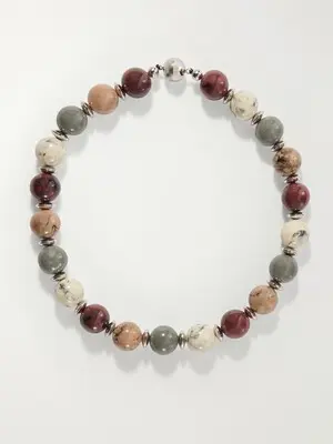 JULIETTA Mavis Rhodium-pleated Beaded Necklace - Brown