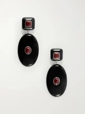 JULIETTA Pantheon Rhodium-plated Resin Carnelian Earrings - Black