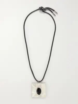 JULIETTA Chamonix Rhodium-plated, Onyx And Mother-of-pearl Cord Necklace - Black