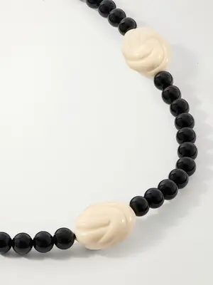 JULIETTA Myra Rhodium-plated Onyx Beaded Necklace