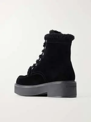 GIANVITO ROSSI Shearling-trimmed Suede Ankle Boots