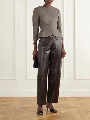 Jacquemus Palmier Peplum Wool-hopsack Blazer - Brown
