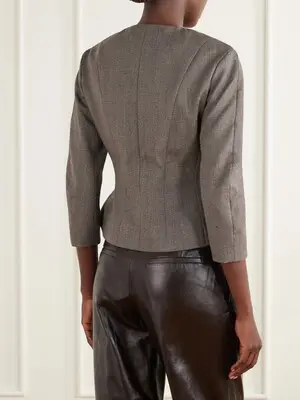 Jacquemus Palmier Peplum Wool-hopsack Blazer - Brown