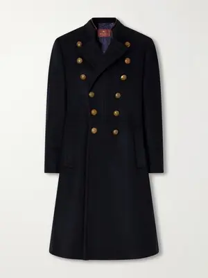 Etro Double-breasted Felted Wool-blend Coat - Blue