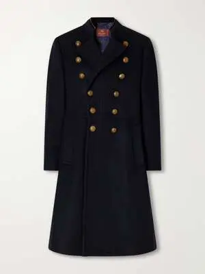Etro Double-breasted Wool-blend Coat - Navy