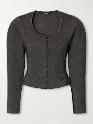 Jacquemus Sera Logo-embroidered Ponte Cardigan - Neutrals