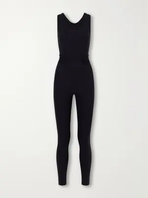 ERES Nellie Ribbed Gathered Stretch-jersey Jumpsuit - Black
