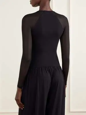 ERES Mesh-trimmed Stretch-modal And Silk-blend Top